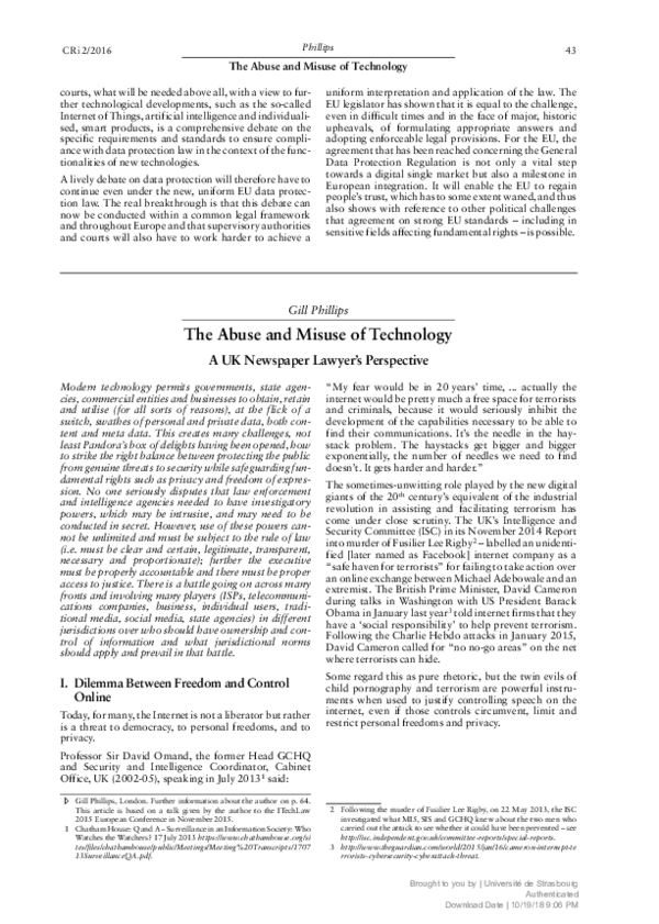(PDF) The Abuse and Misuse of Technology