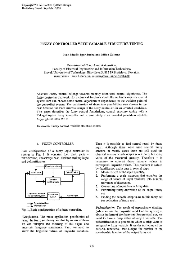 (PDF) Fuzzy Controller with Variable Structure Tuning