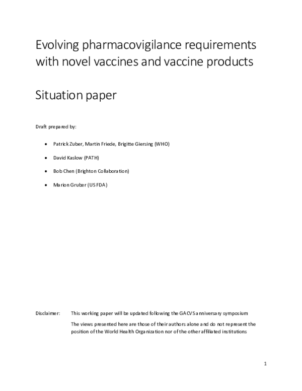 (PDF) Evolving pharmacovigilance requirements with novel vaccines and ...