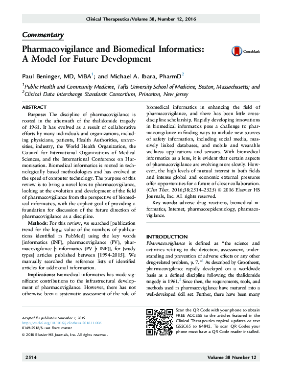 (PDF) Pharmacovigilance and Biomedical Informatics: A Model for Future ...