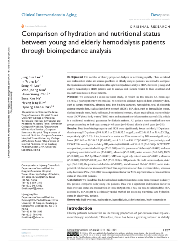 (PDF) Comparison of hydration and nutritional status between young and ...