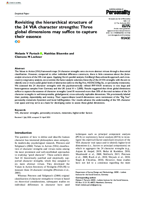 (PDF) Revisiting the hierarchical structure of the 24 VIA character ...