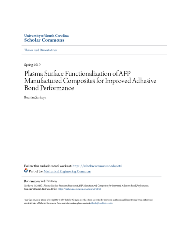 (PDF) Plasma Surface Functionalization of AFP Manufactured Composites ...