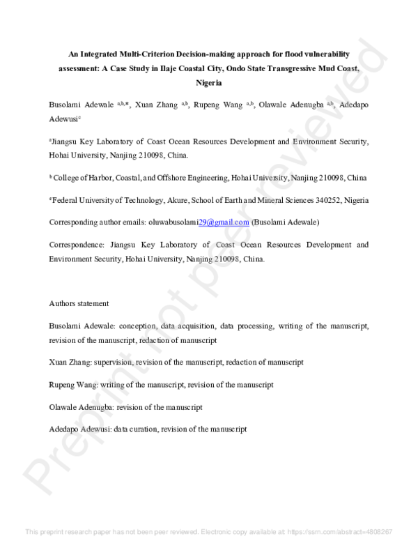 (PDF) An Integrated Multi-Criterion Decision-making approach for flood ...