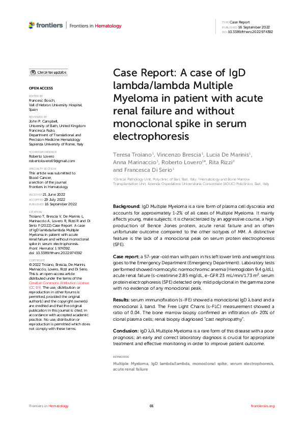 (PDF) Case Report: A case of IgD lambda/lambda Multiple Myeloma in ...
