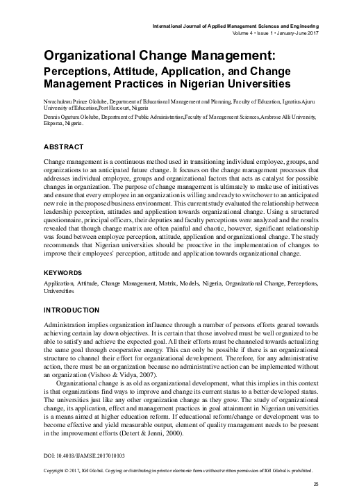 (PDF) Organizational Change Management