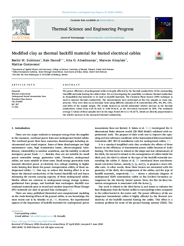 (PDF) Modified clay as thermal backfill material for buried electrical ...