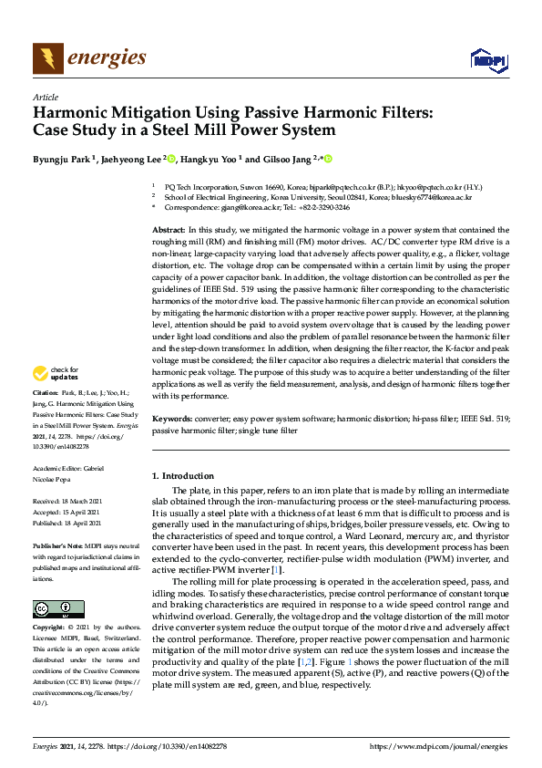 (PDF) Harmonic Mitigation Using Passive Harmonic Filters: Case Study in ...