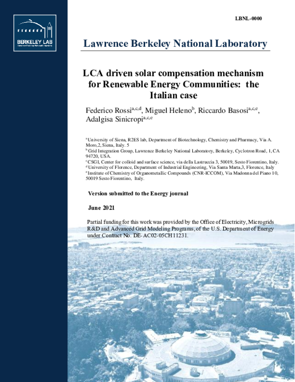 (PDF) LCA driven solar compensation mechanism for Renewable Energy ...