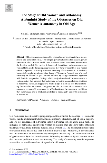 (PDF) The Story of Old Women and Autonomy: A Feminist Study of the ...