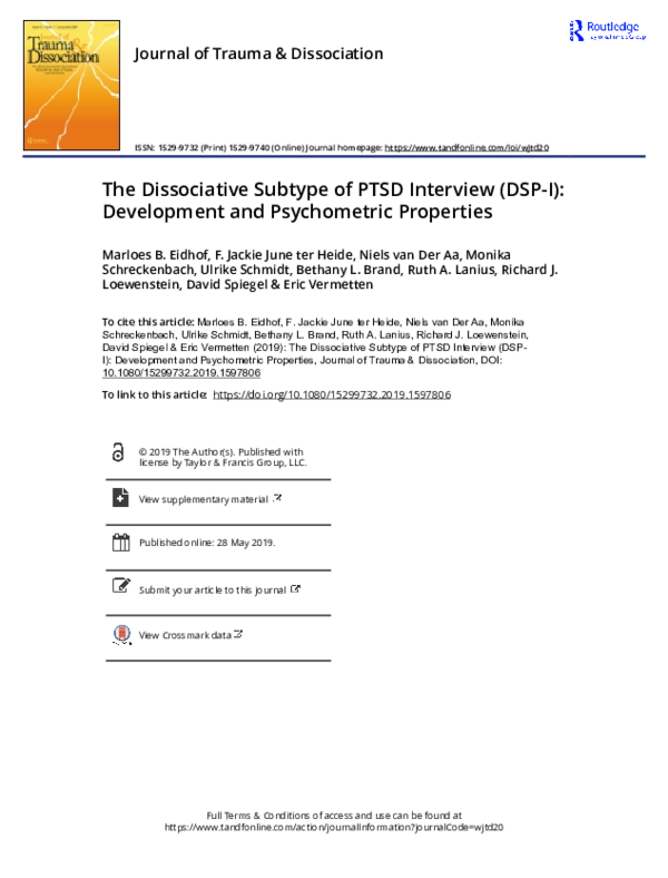 (PDF) The Dissociative Subtype of PTSD Interview (DSP-I): Development ...