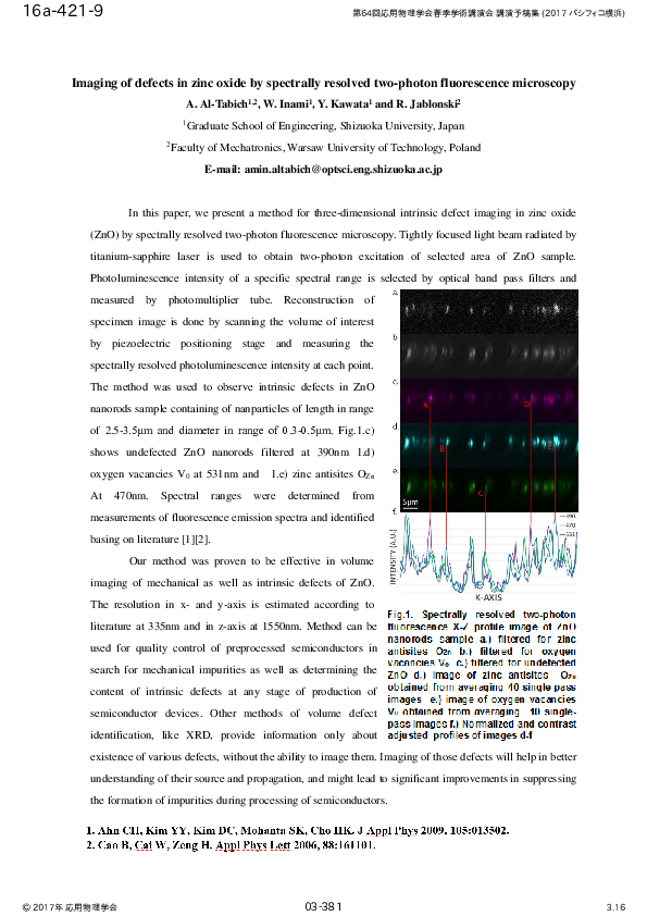 (PDF) Imaging of defects in zinc oxide by spectrally resolved two ...
