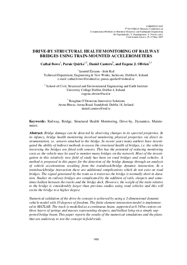 (PDF) Drive-By Structural Health Monitoring of Railway Bridges Using Train-Mounted Accelerometers