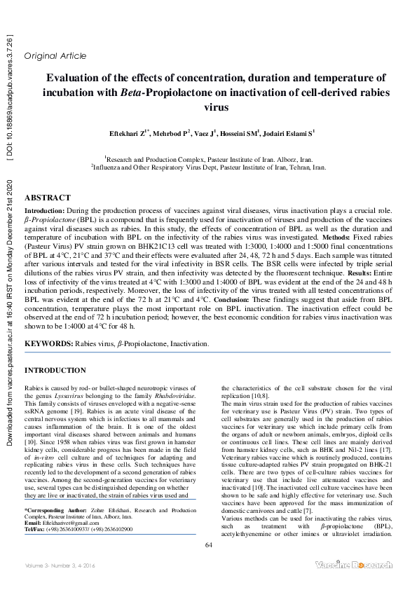 (PDF) Evaluation of the effects of concentration, duration and ...