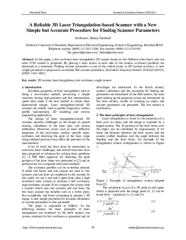 (PDF) A Reliable 3D Laser Triangulation-based Scanner with a New Simple but Accurate Procedure ...
