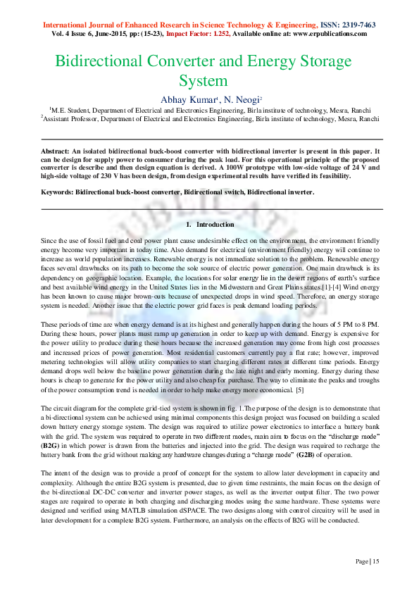 (PDF) Bidirectional Converter and Energy Storage System