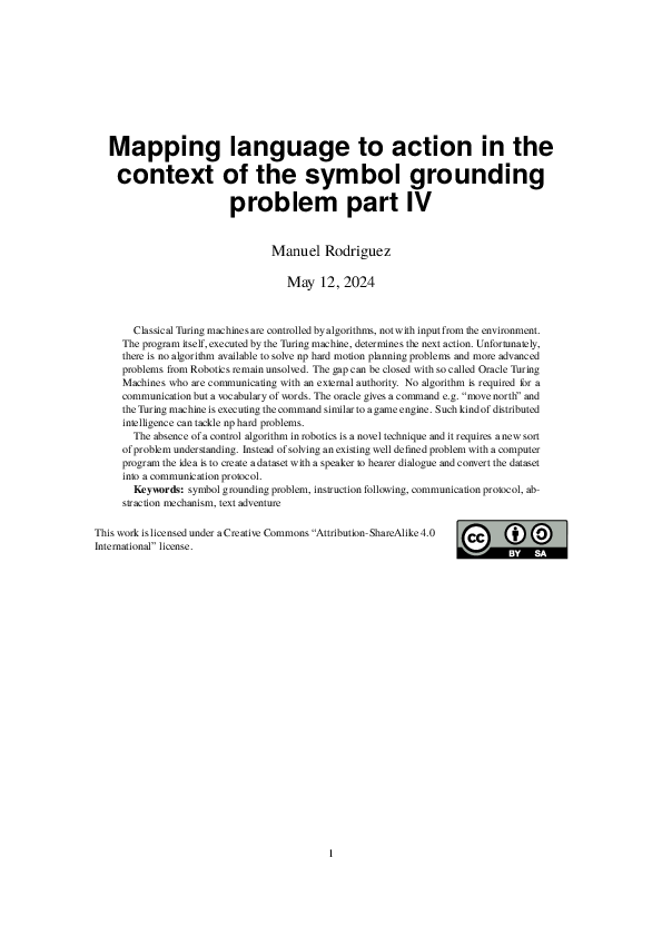 (PDF) Mapping language to action in the context of the symbol grounding problem part IV