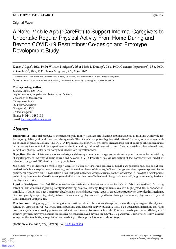 (PDF) A Novel Mobile App (“CareFit”) to Support Informal Caregivers to ...