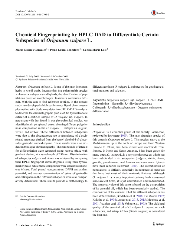 (PDF) Chemical Fingerprinting by HPLC-DAD to Differentiate Certain ...