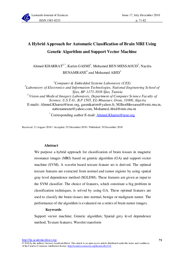 (PDF) A hybrid approach for automatic classification of brain magnetic resonance images using ...