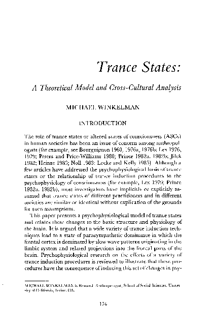 (PDF) Trance States: A Theoretical Model and Cross-Cultural Analysis