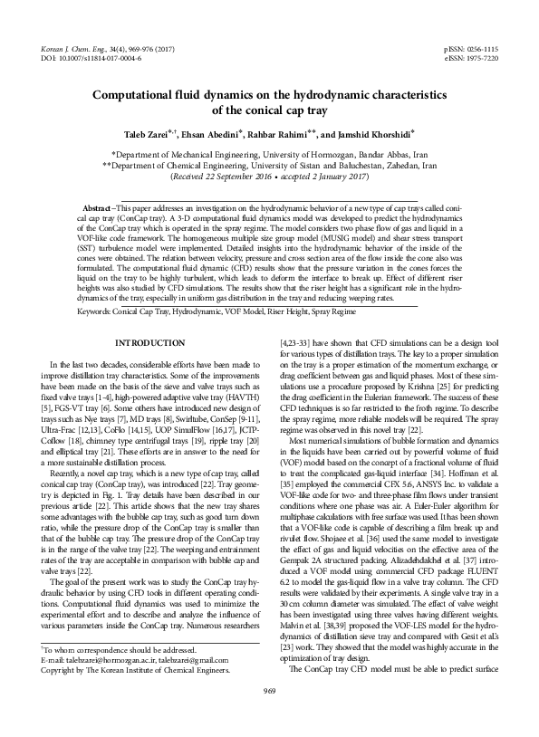 (PDF) Computational fluid dynamics on the hydrodynamic characteristics ...