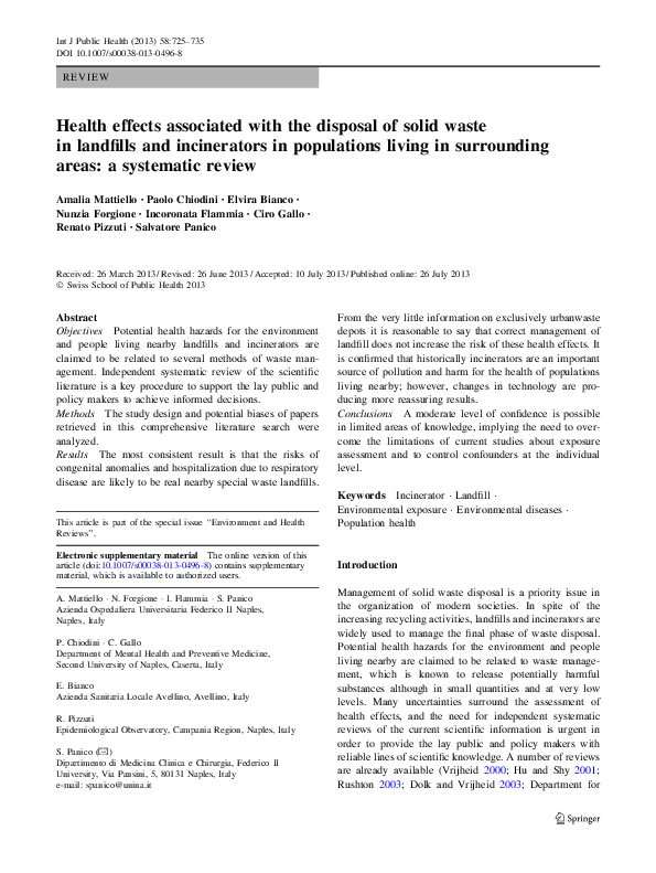 (PDF) Health effects associated with the disposal of solid waste in ...