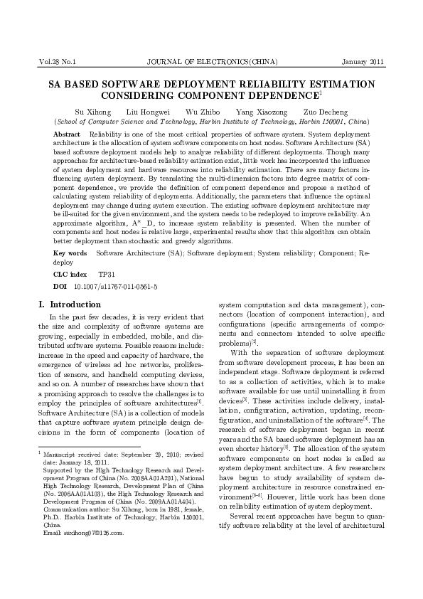 (PDF) SA based software deployment reliability estimation considering ...