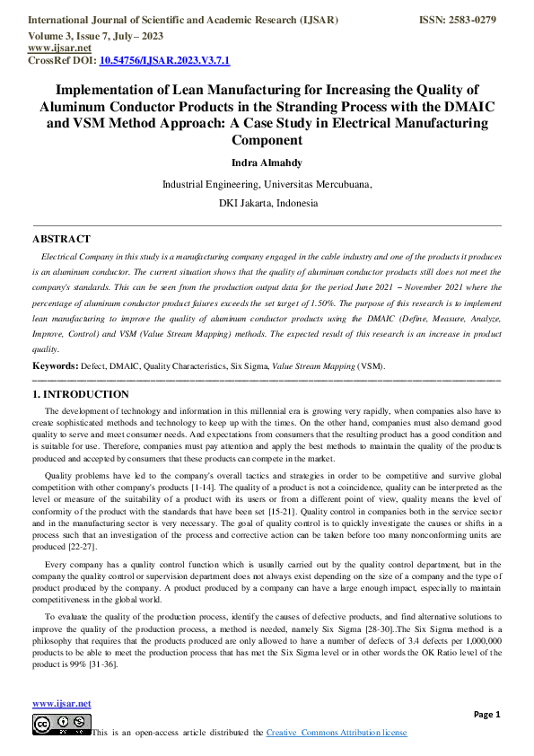 (PDF) Implementation of Lean Manufacturing for Increasing the Quality ...