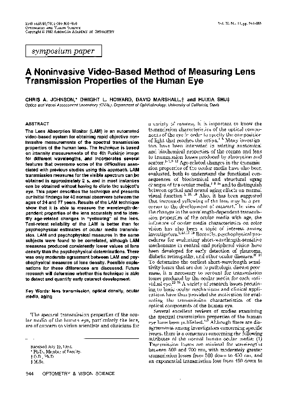 (PDF) A Noninvasive Video-Based Method of Measuring Lens Transmission ...