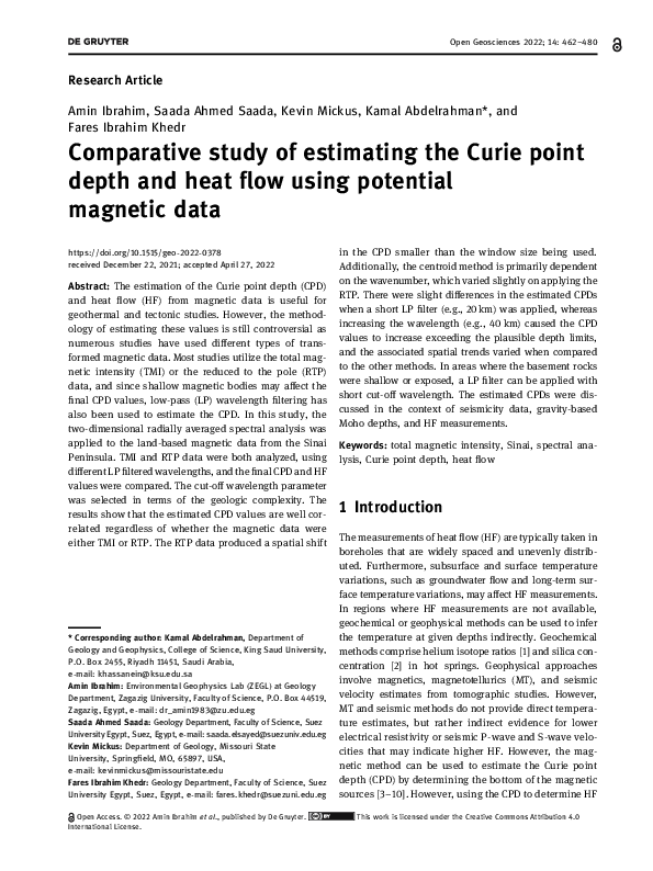 (PDF) Comparative study of estimating the Curie point depth and heat flow using potential ...