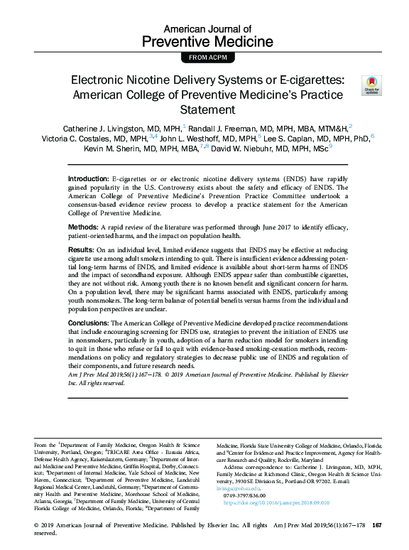(PDF) Electronic Nicotine Delivery Systems or E-cigarettes: American ...