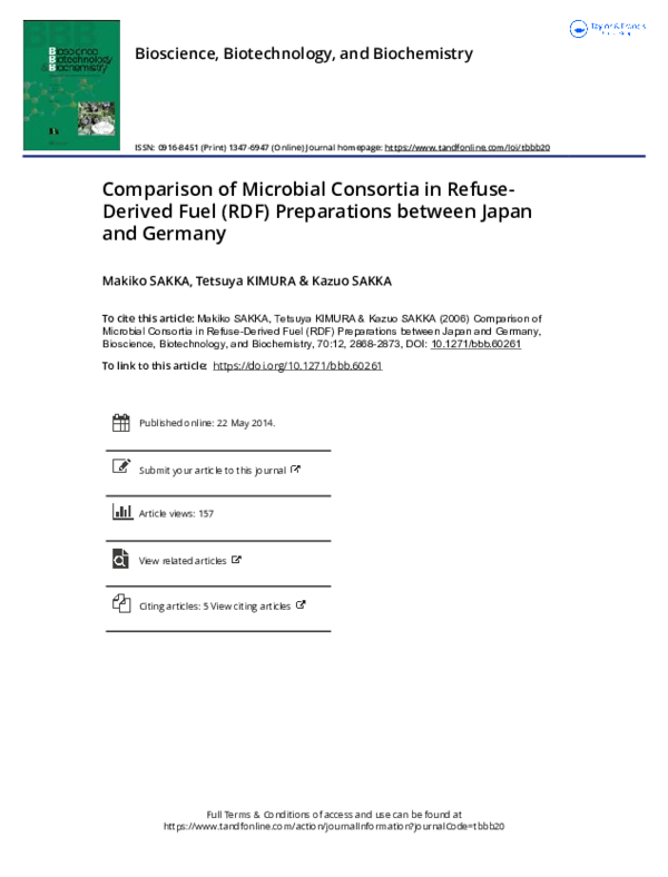 (PDF) Comparison of Microbial Consortia in Refuse-Derived Fuel (RDF ...