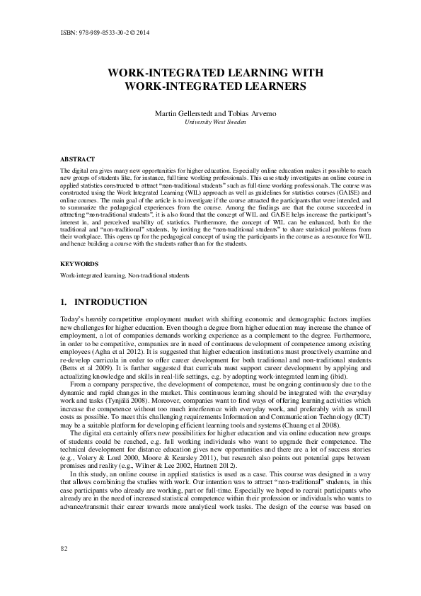 (PDF) Work-integrated learning with work-integrated learners