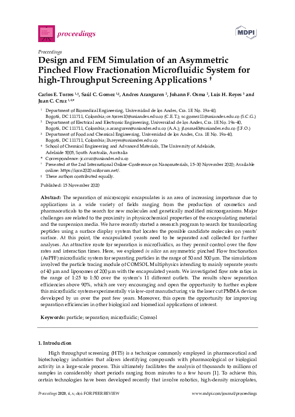 (PDF) Design and FEM simulation of an asymmetric pinched flow fractionation microfluidic system ...