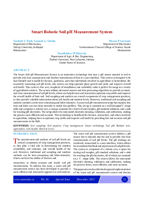 (PDF) Smart Robotic Soil pH Measurement System