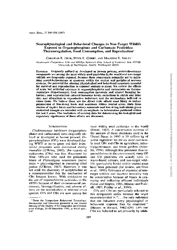 (PDF) Neurophysiological and Behavioral Changes in Non-Target Wildlife Exposed to ...