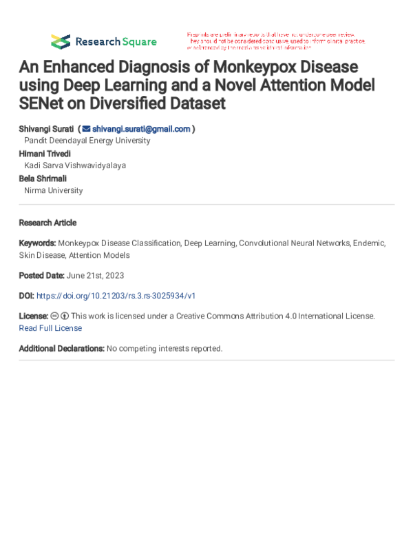 (PDF) An Enhanced Diagnosis of Monkeypox Disease using Deep Learning and a Novel Attention Model ...