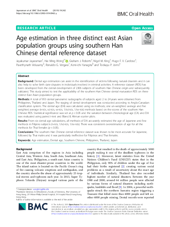 (PDF) Age estimation in three distinct east Asian population groups ...