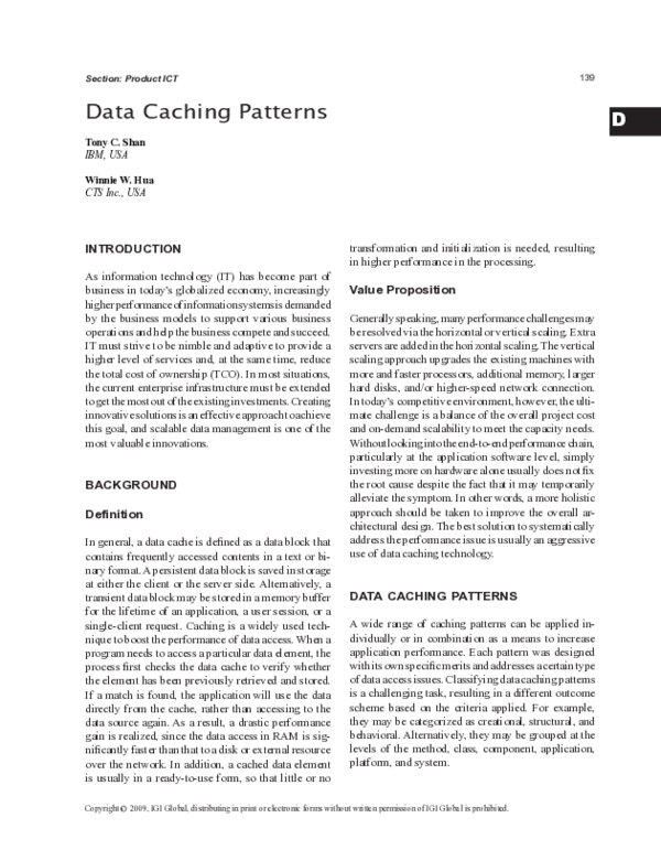 (PDF) Data Caching Patterns | Tony Shan - Academia.edu