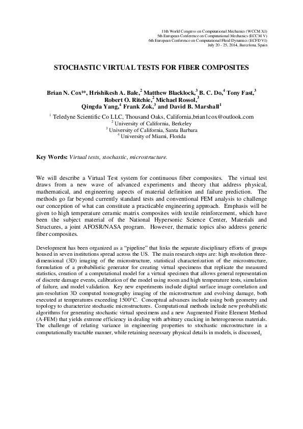 (PDF) Stochastic virtual tests for fiber composites