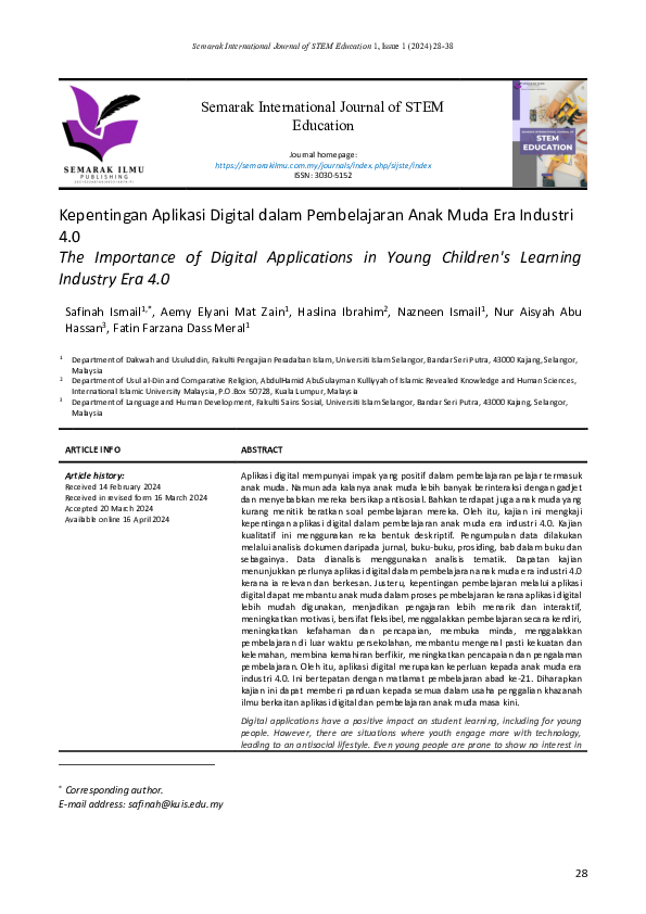 (PDF) Semarak International Journal of STEM Education