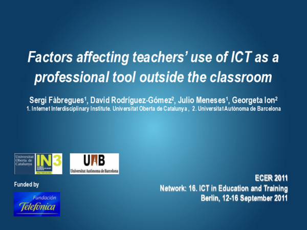 (PDF) Factors affecting teachers’ use of ICT as a professional tool ...