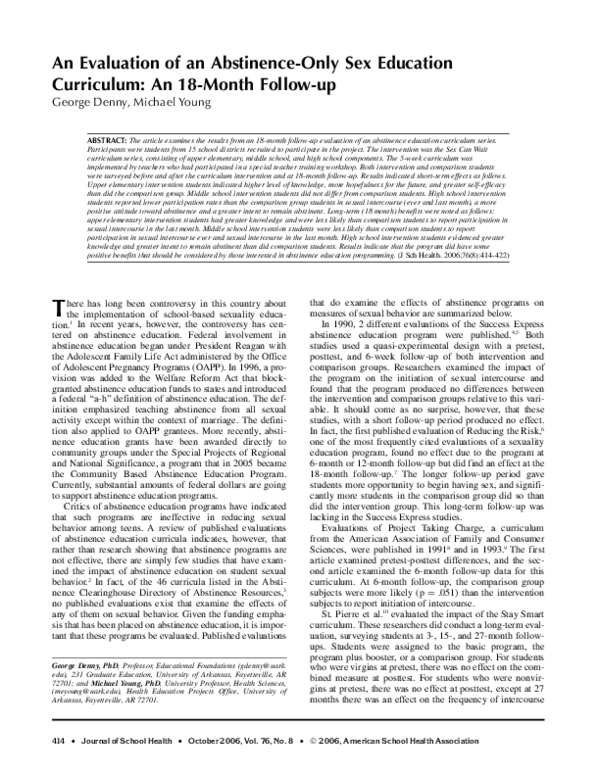 (PDF) An Evaluation of an Abstinence-Only Sex Education Curriculum: An ...