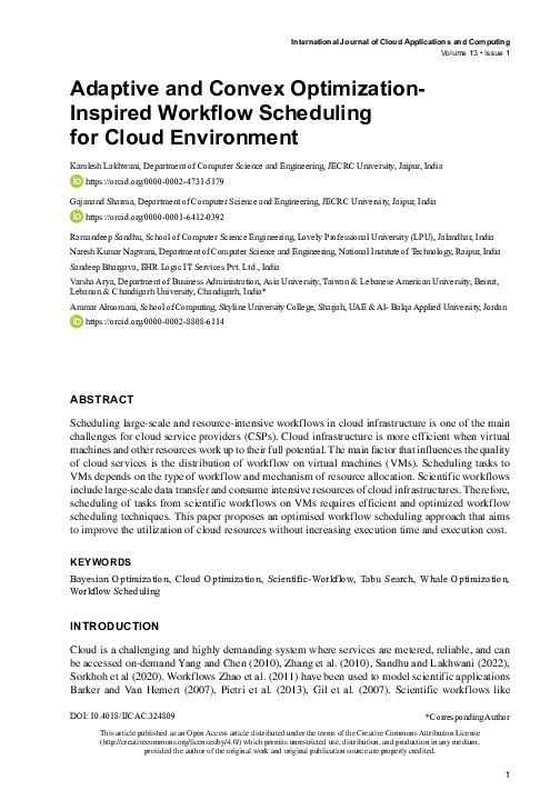 (PDF) Adaptive and Convex Optimization-Inspired Workflow Scheduling for Cloud Environment