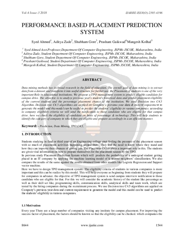 (PDF) Performance Based Placement Prediction System