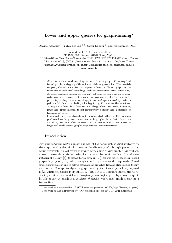 (PDF) Lower and upper queries for graph-mining