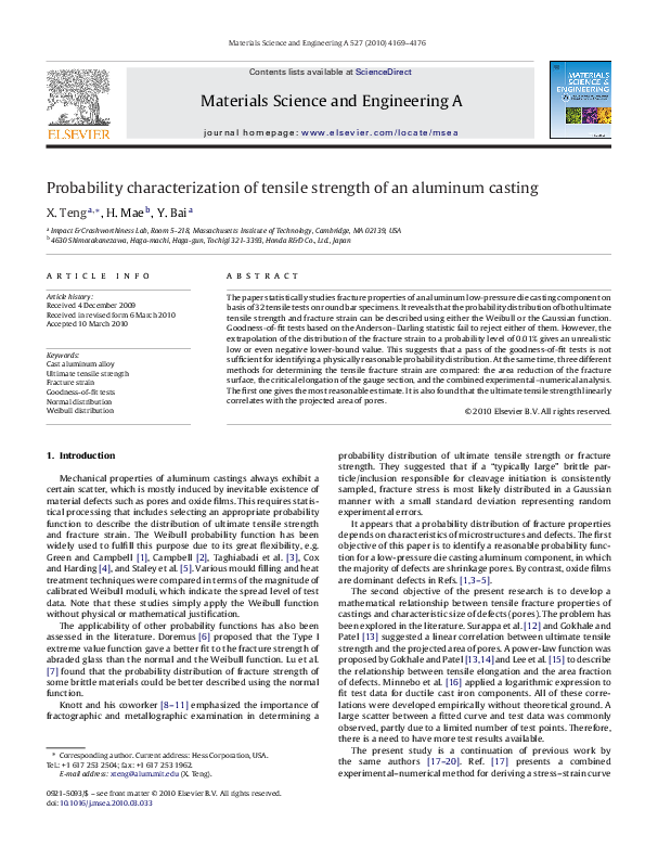 (PDF) Probability characterization of tensile strength of an aluminum ...