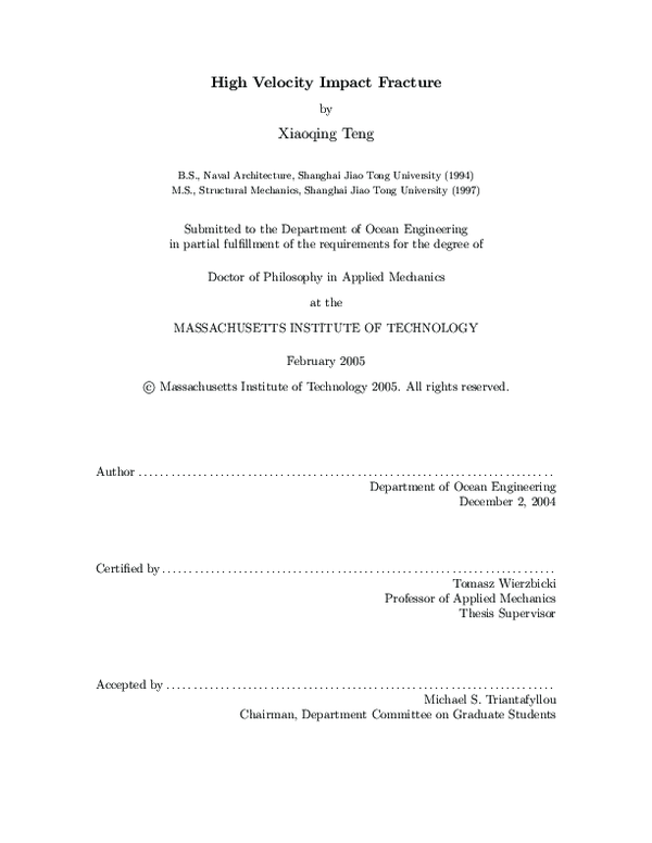 (PDF) High velocity impact fracture