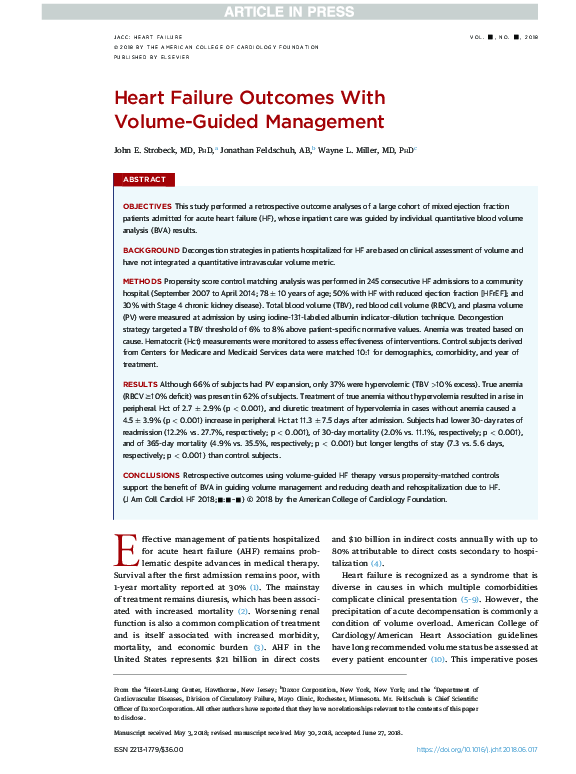 (PDF) Heart Failure Outcomes With Volume-Guided Management